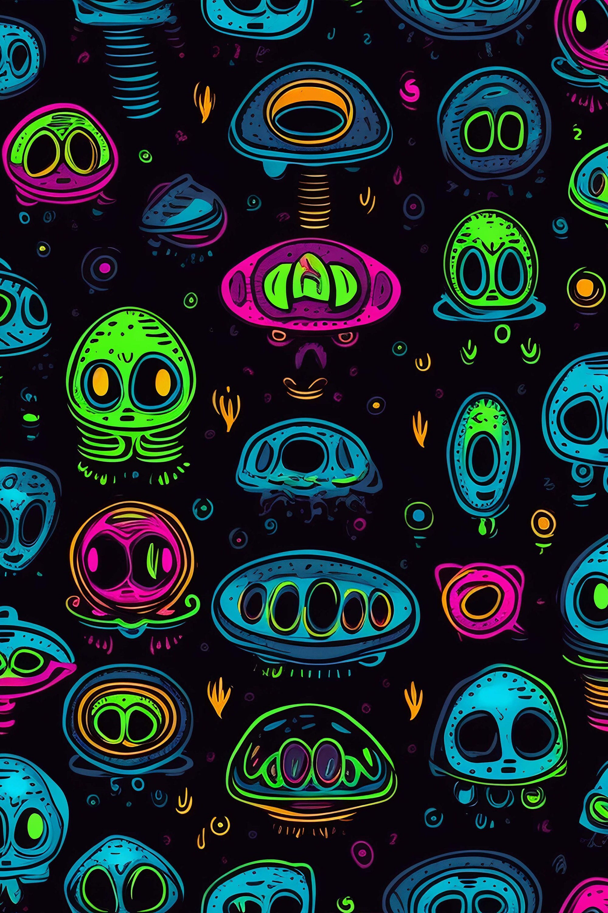 Neon Alien Seamless Digital Paper Pack V2 - Etsy