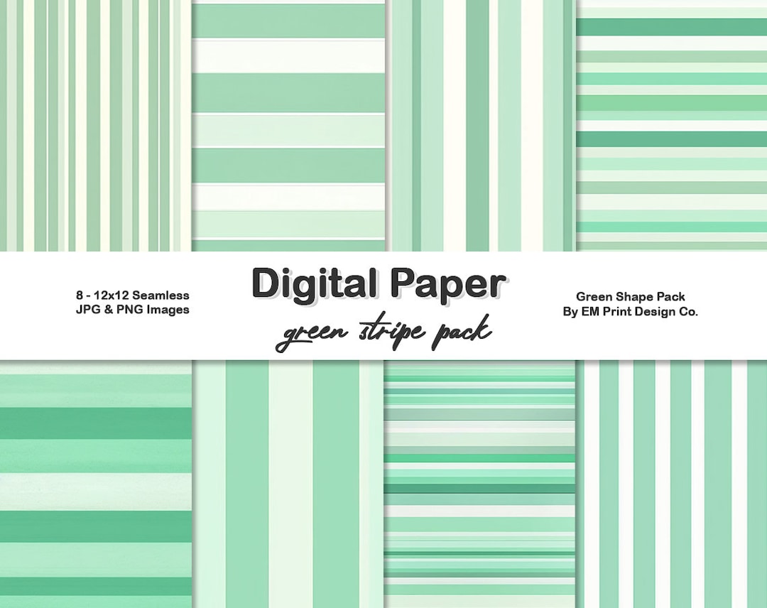 Green Stripe Seamless Digital Paper Pack - Etsy