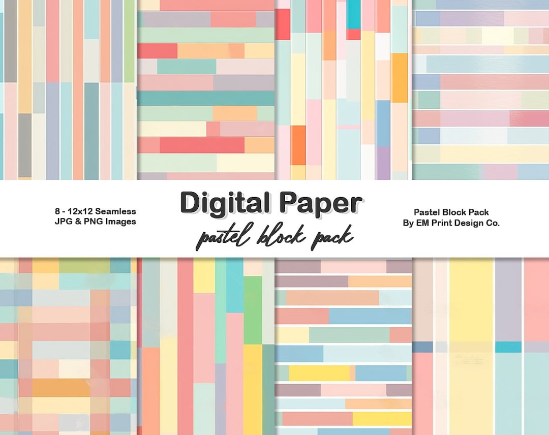 Pastel Blocks Seamless Digital Paper Pack - Etsy