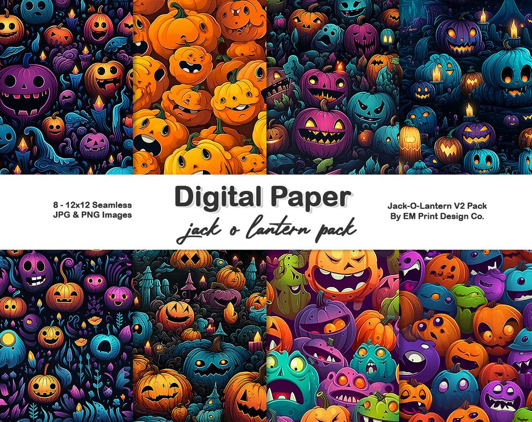 Jack-o-lantern Seamless Digital Paper Pack V2 - Etsy