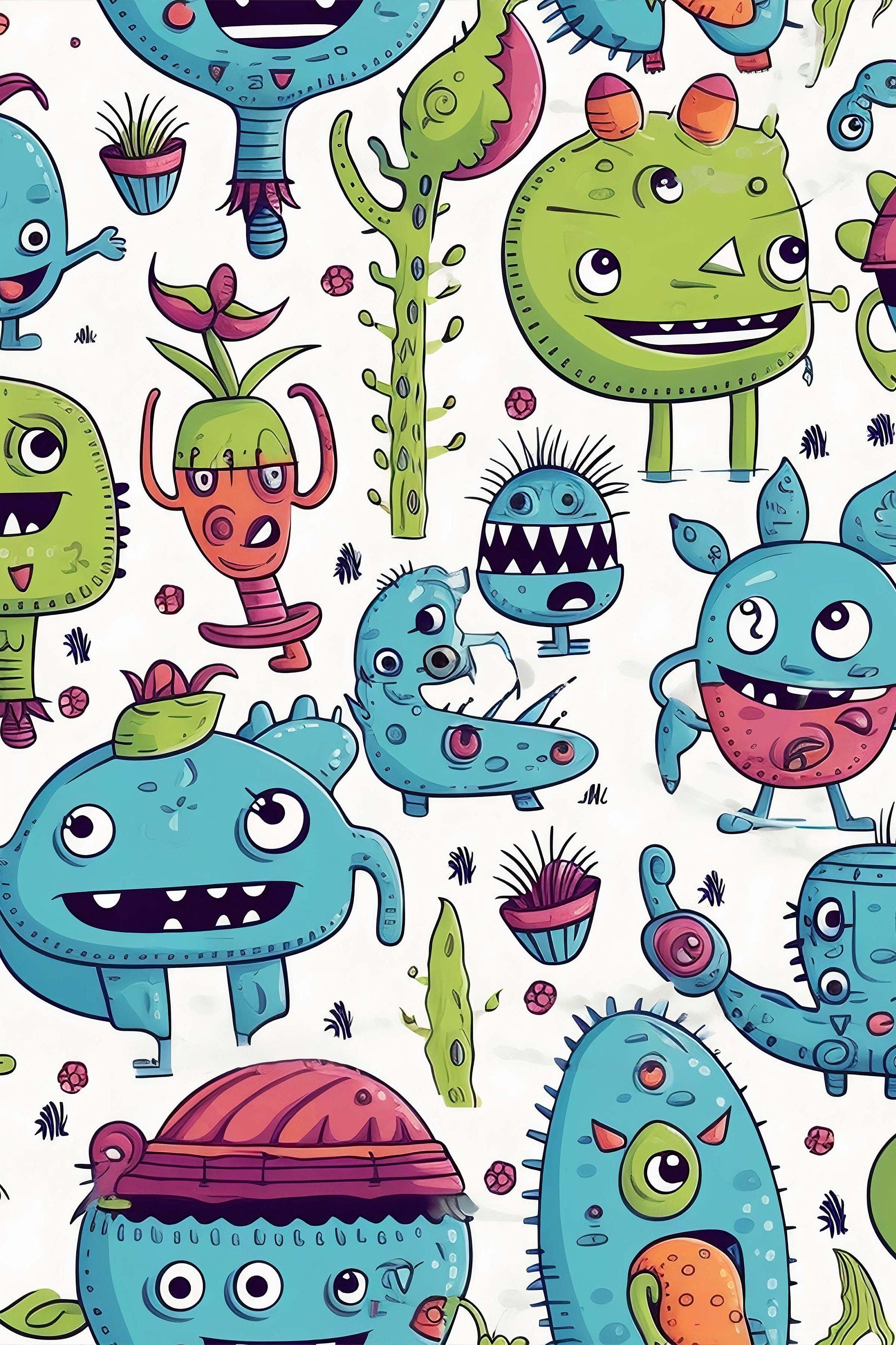 Retro Alien Seamless Digital Paper Pack V1 - Etsy