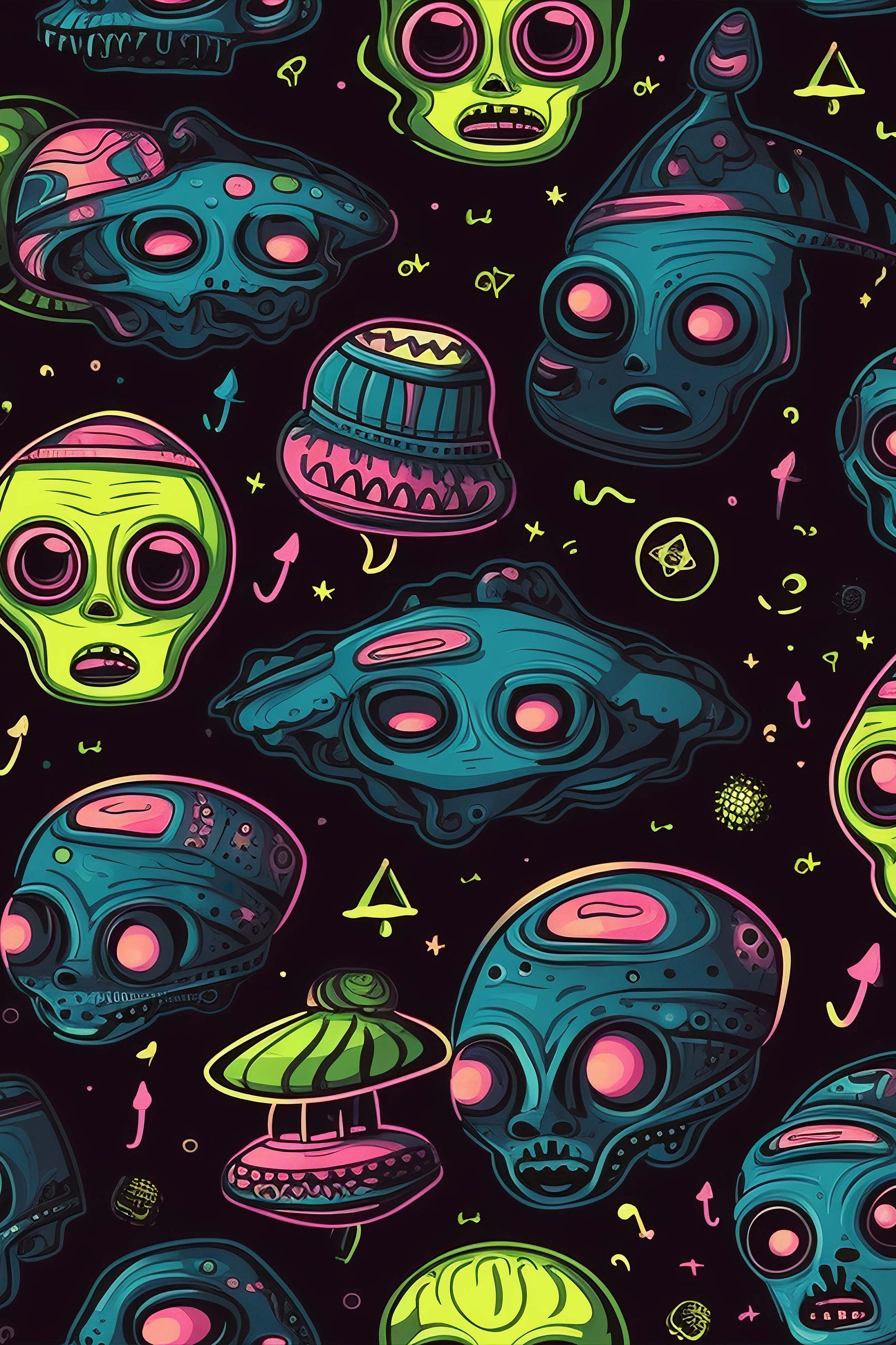 Neon Alien Seamless Digital Paper Pack V1 - Etsy
