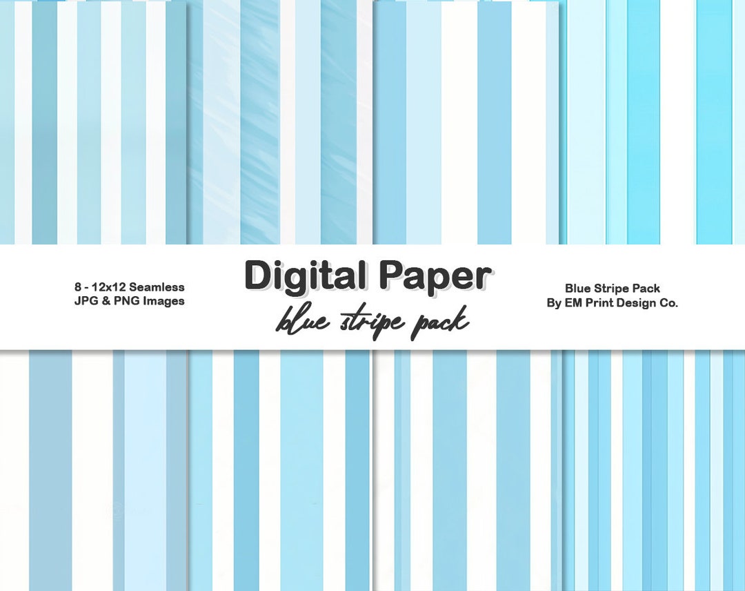 Blue Stripe Seamless Digital Paper Pack - Etsy
