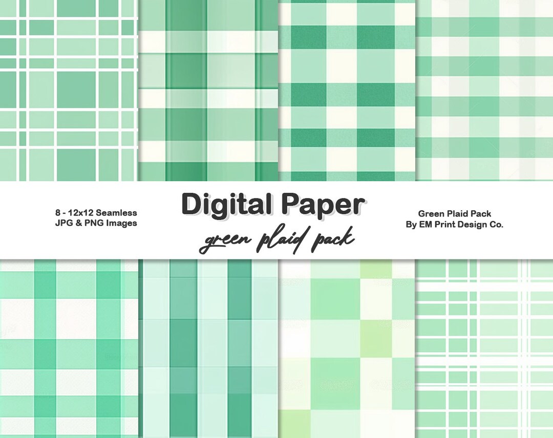 Green Plaid Seamless Digital Paper Pack - Etsy