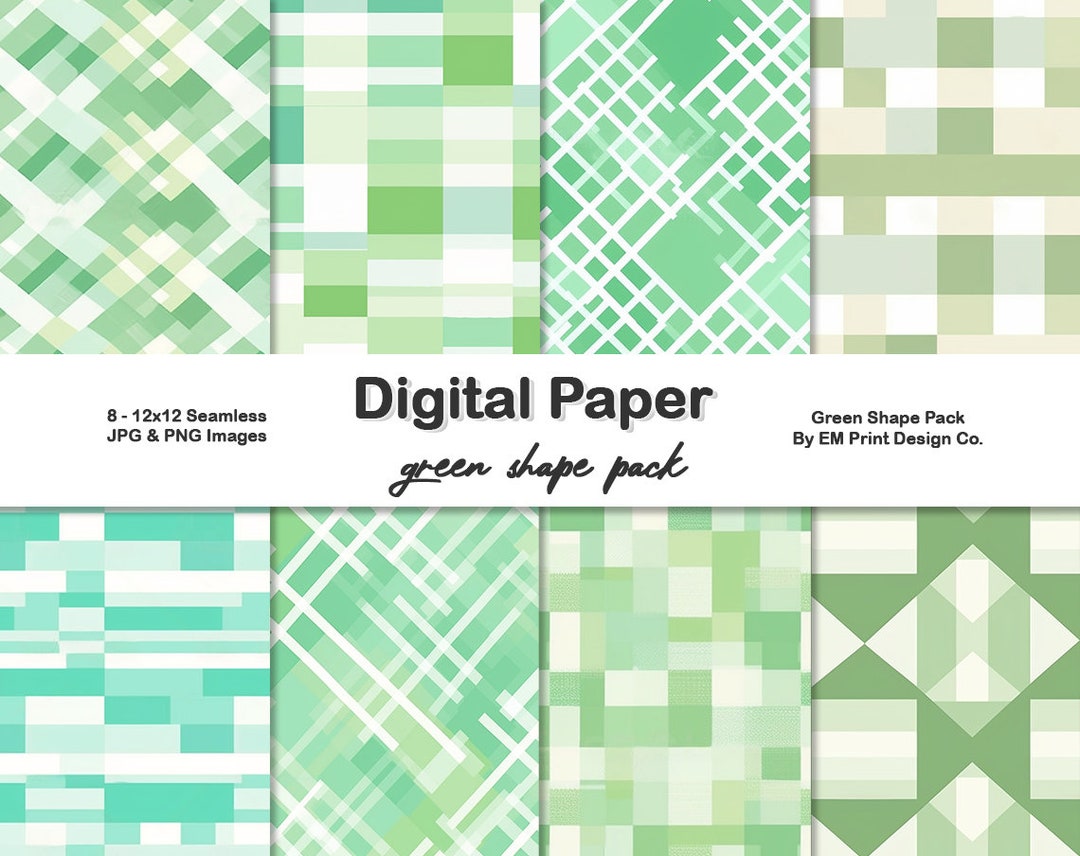 Green Shape Seamless Digital Paper Pack - Etsy
