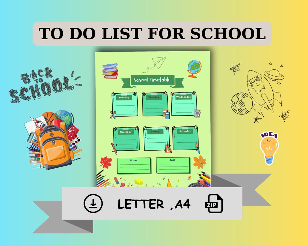 To Do List for School / Printable to Do List/ Printable Weekly - Etsy