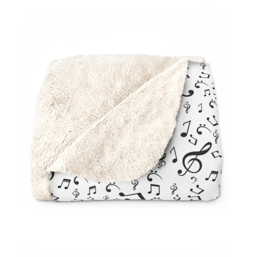 Music Blanket Gift Black White Music Notes Sherpa Blanket Musician Gift ...