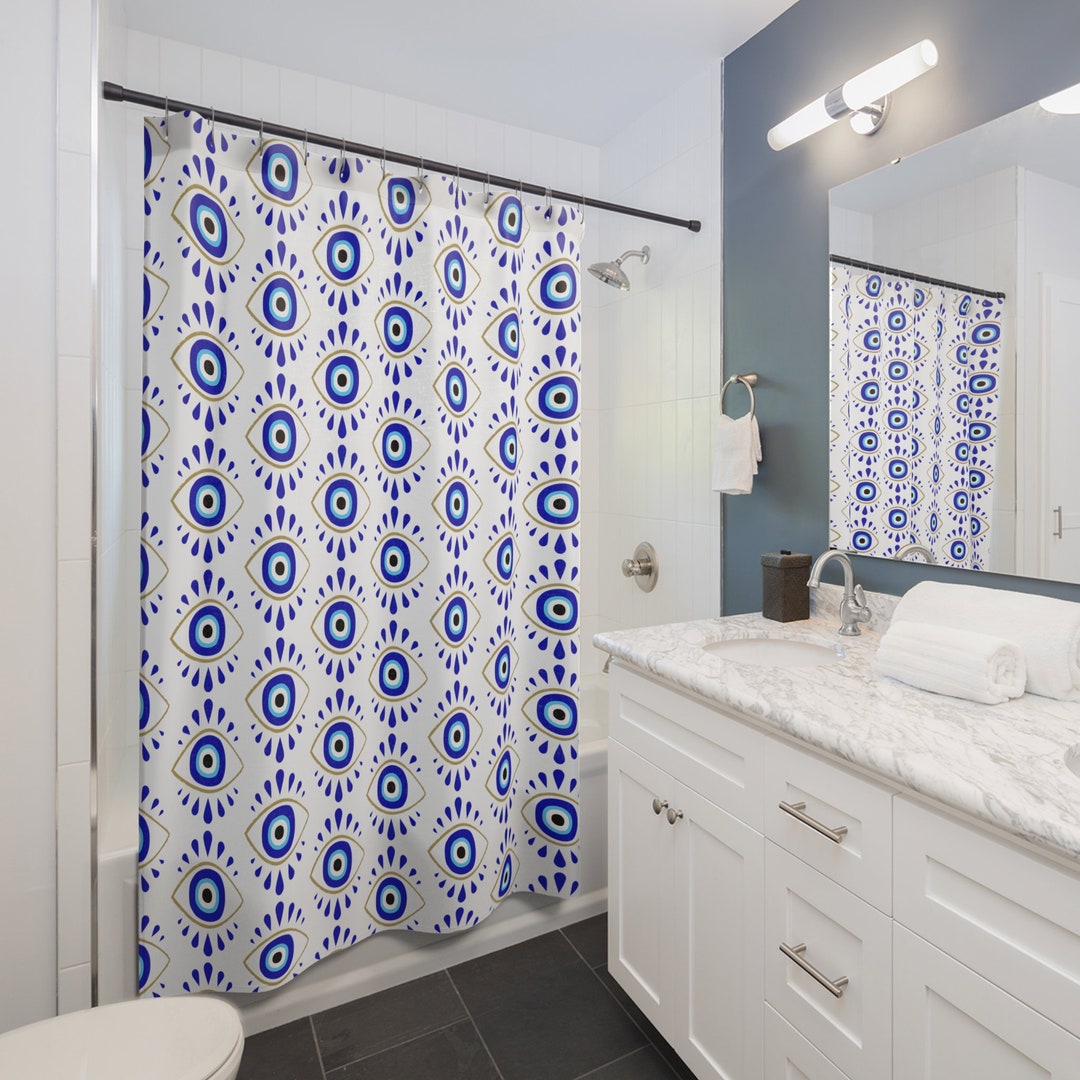 Boho Evil Eye Shower Curtain Evil Eye Bathroom Decor Evil Eye Home ...