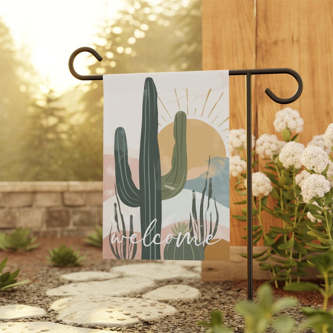 Western Cactus Welcome Flag Gift Southwest Desert Garden Flag Cactus ...
