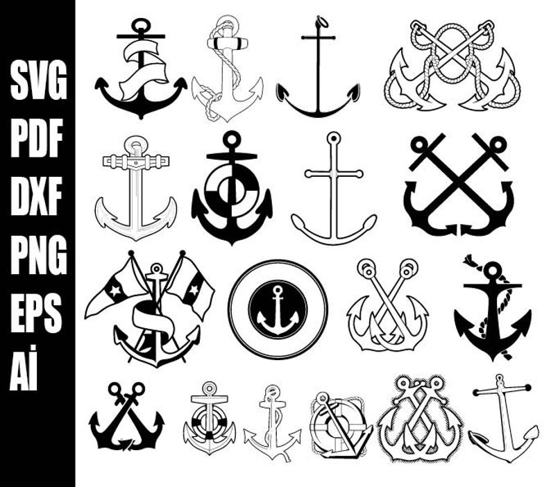 Anchor SVG Bundle, Nautical SVG, Marine SVG, Split Anchor Monogram ...