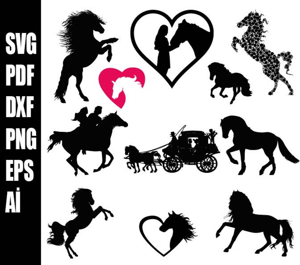 Paard silhouet | Paard SVG | Hoefijzer SVG | Paardenhoofd Svg | Paard ...