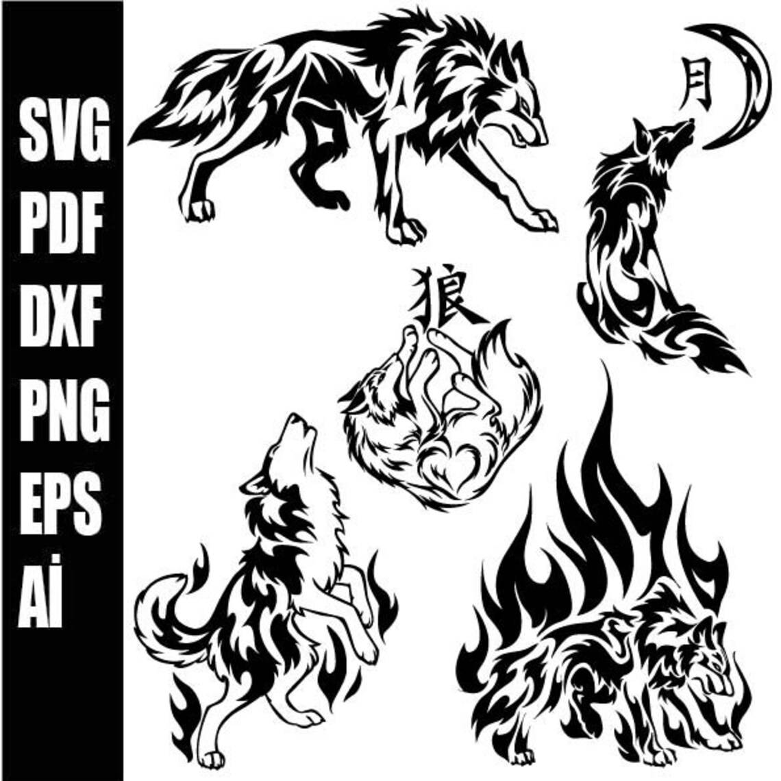 Wolf SVG Bundle, Wolf PNG, Wolves Svg, Wolf Art, Wolf Illustration ...