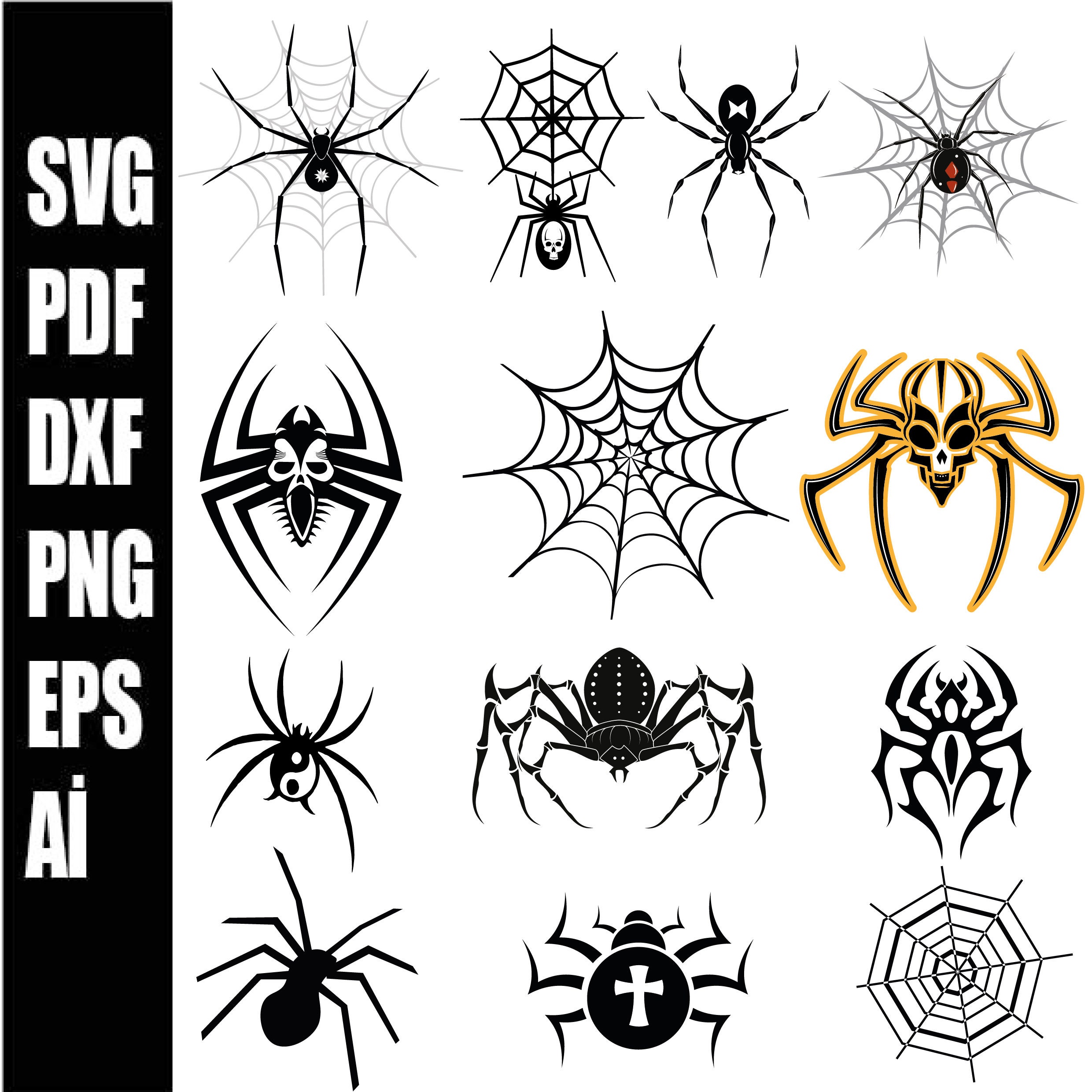 Spider Dxf ,spider Svg,spider Web Svg , Insect Svg , Cobweb Svg ...