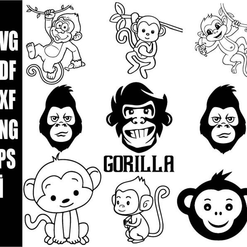 Monkey Clip Art - Etsy