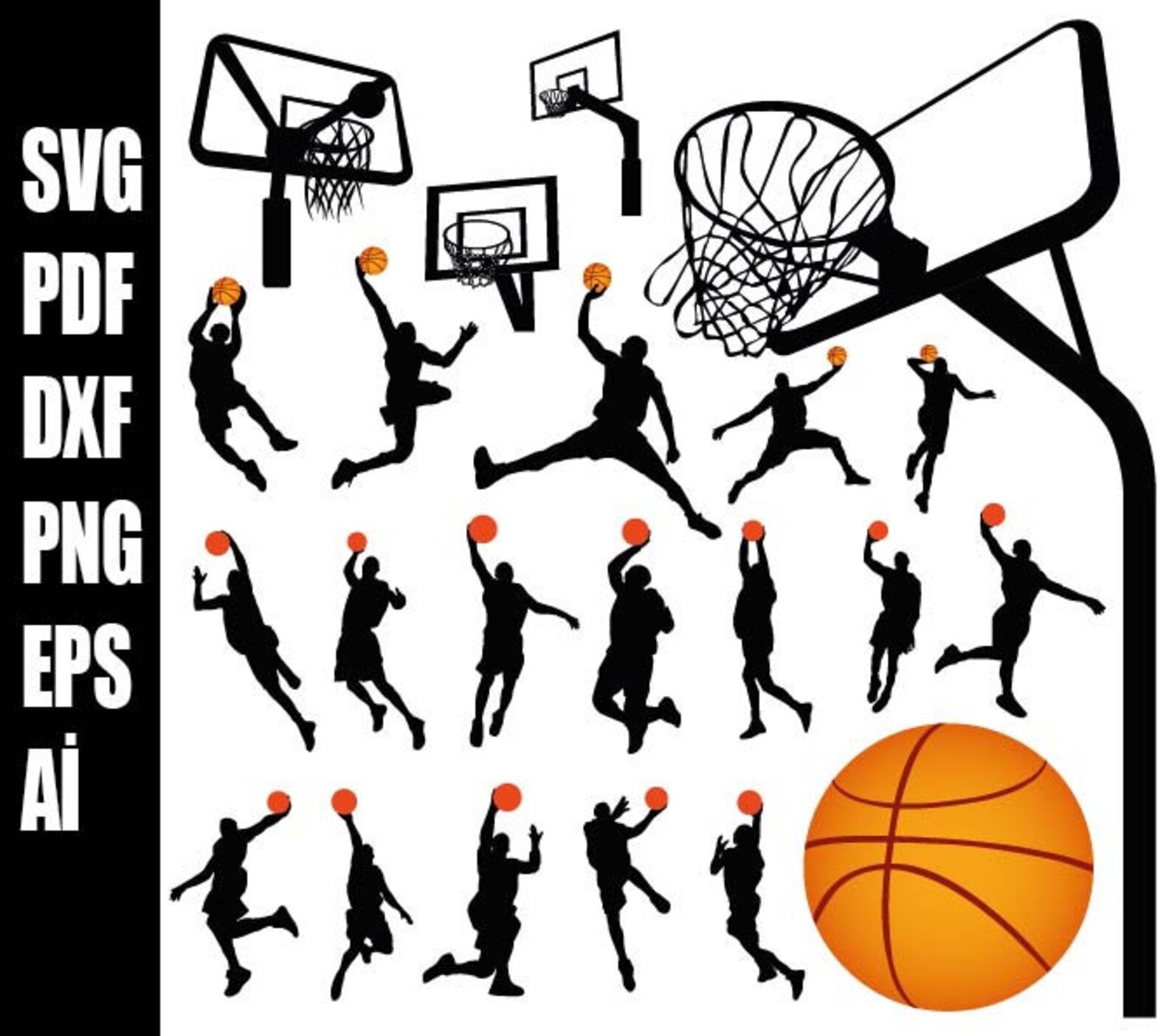 Basketball SVG - Basketball Silhouette - SVG Cut Files - Basketball ...