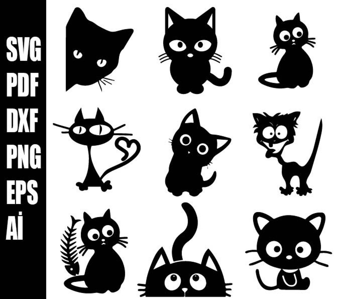 Cat SVG, Black Cat Svg, Cat Bundle Svg, Peeking Cat Svg, Hallowen Svg ...