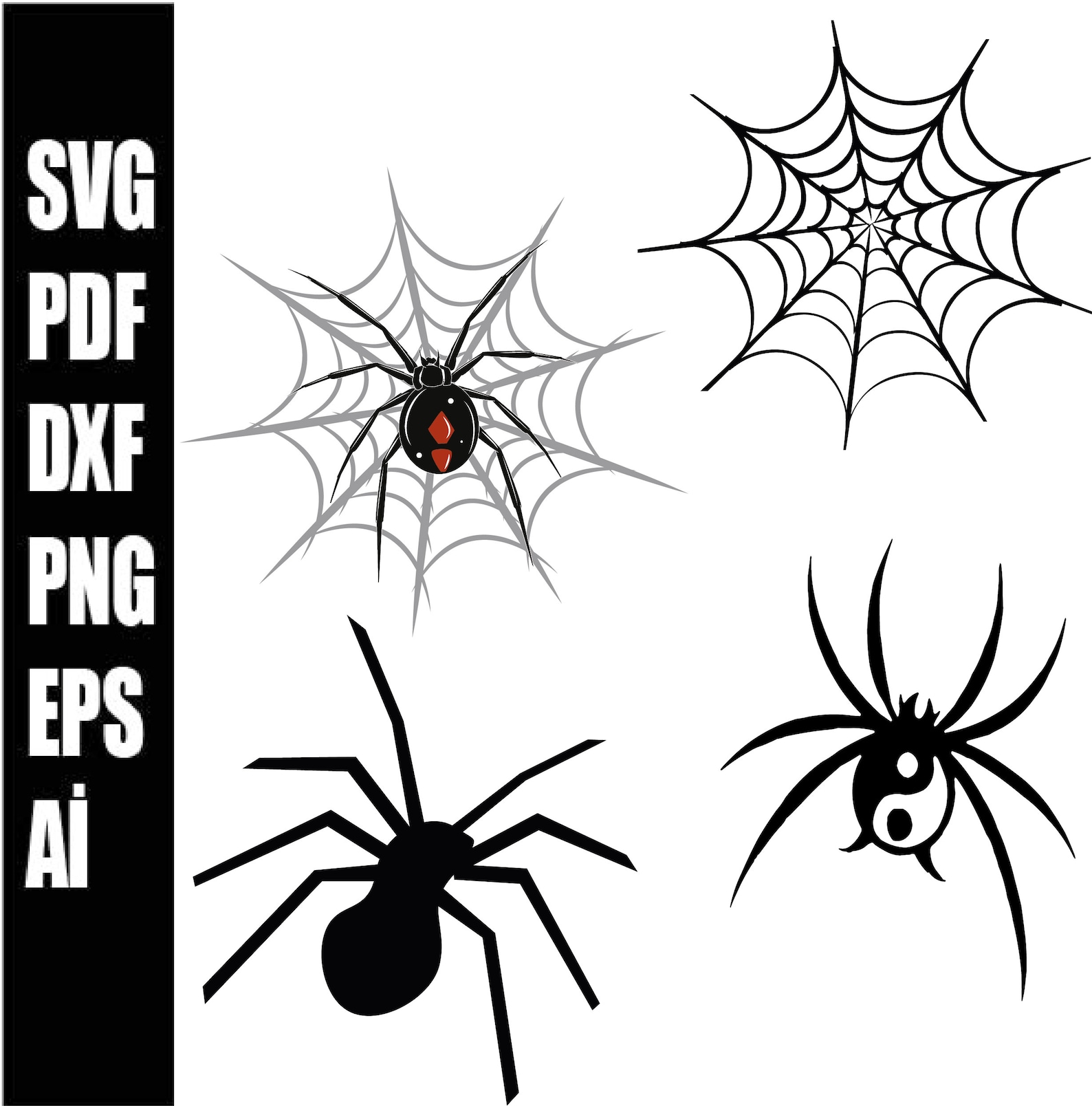 Spider Dxf ,spider Svg,spider Web Svg , Insect Svg , Cobweb Svg ...