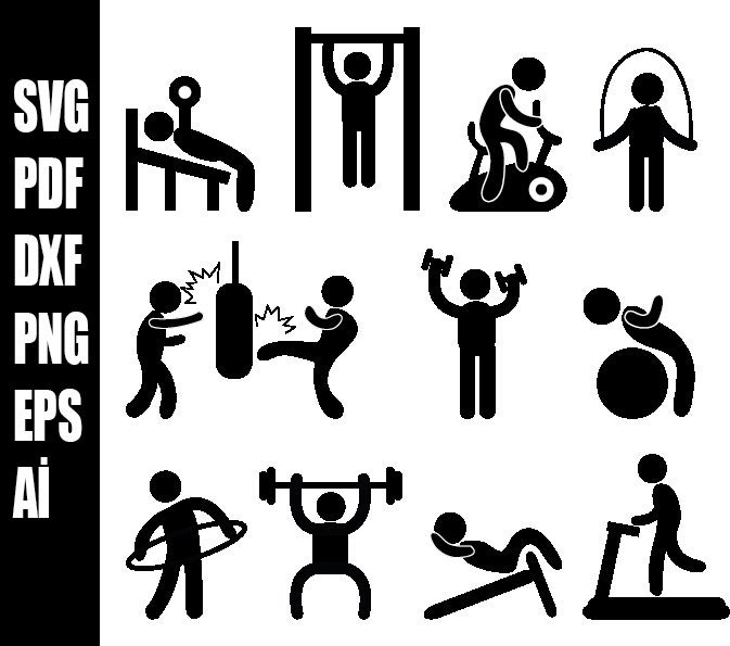 Fitness Svg, Gym Svg, Workout Svg, Fitness Svg Bundle, Exercise Svg ...