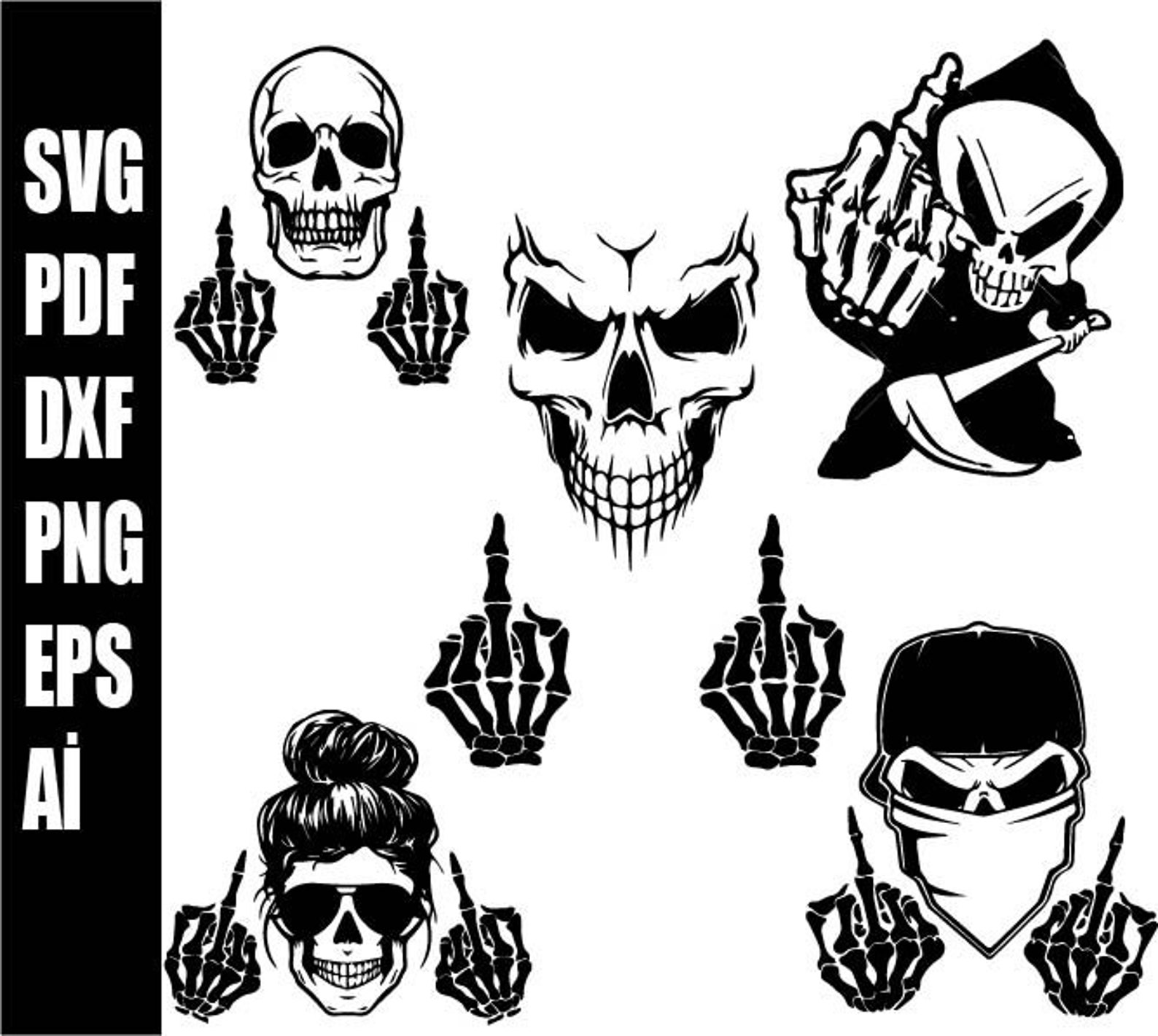 Skull Middle Finger Svg | Skull SVG | Skeleton SVG | Skull Clipart ...