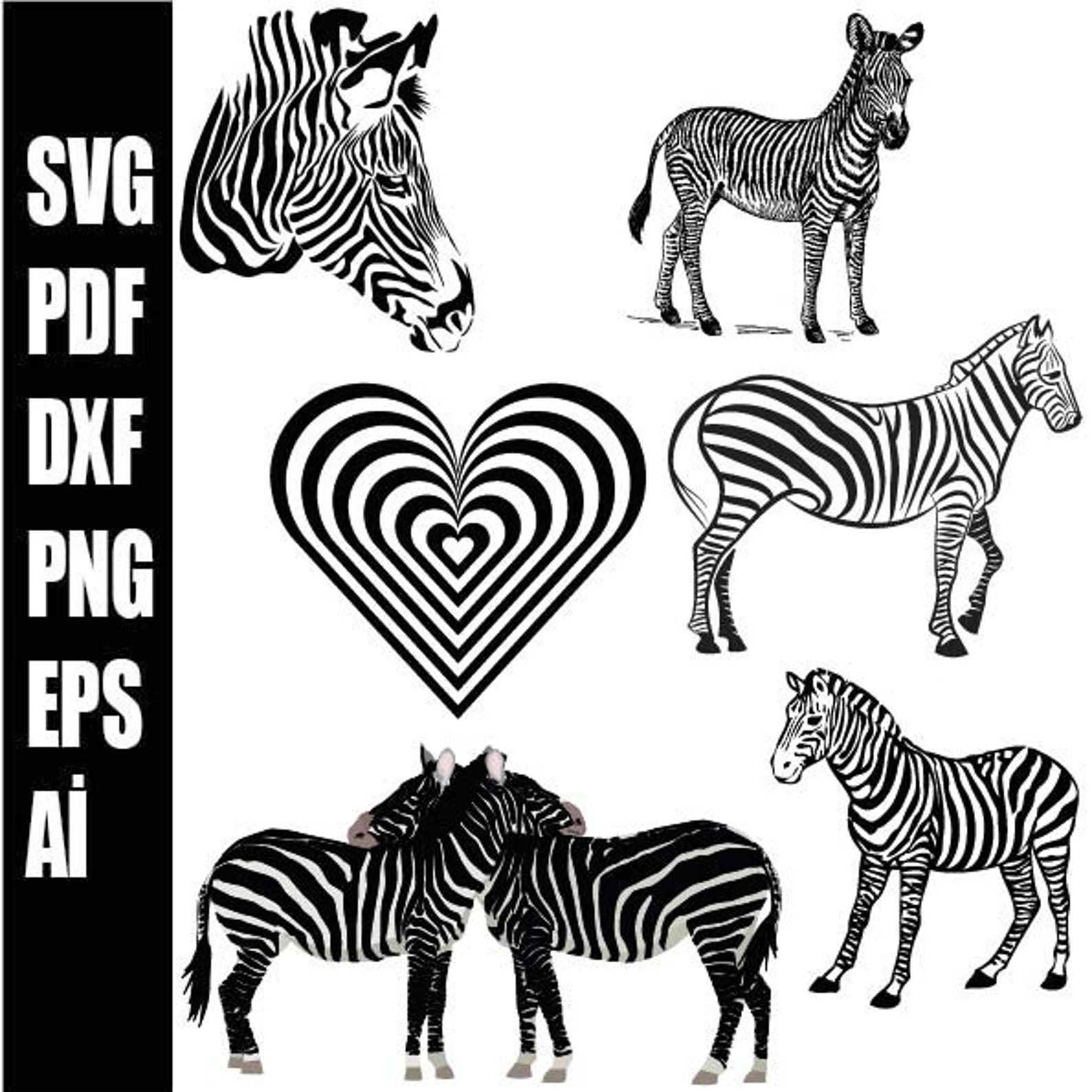 Zebra Vector Set - Zebra SVG, Zebra Clipart, Zebra Files, Zebra ...