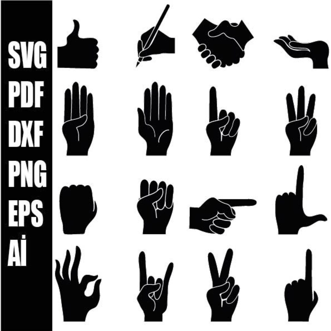 Hand Symbols - SVG, PNG, JPG - Digital Cut File, Commercial Use ...