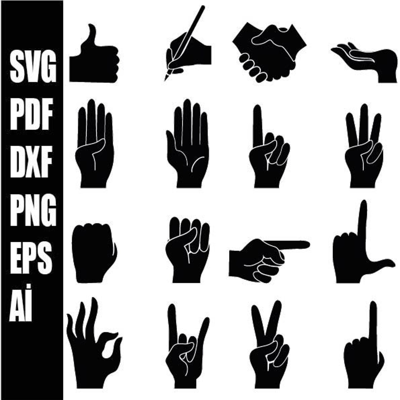 Hand Symbols - SVG, PNG, JPG - Digital Cut File, Commercial Use ...