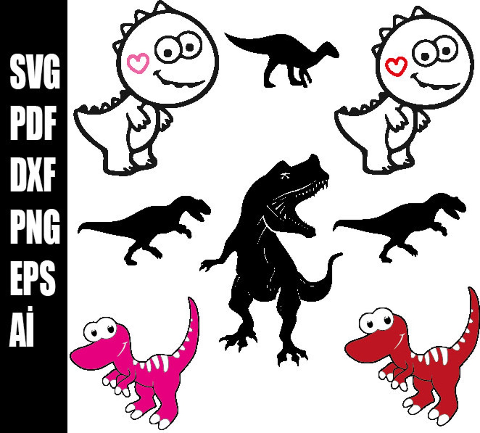 Dinosaur Svg Bundle Dinosaur Clipart Png Dinosaur Silhouette - Etsy
