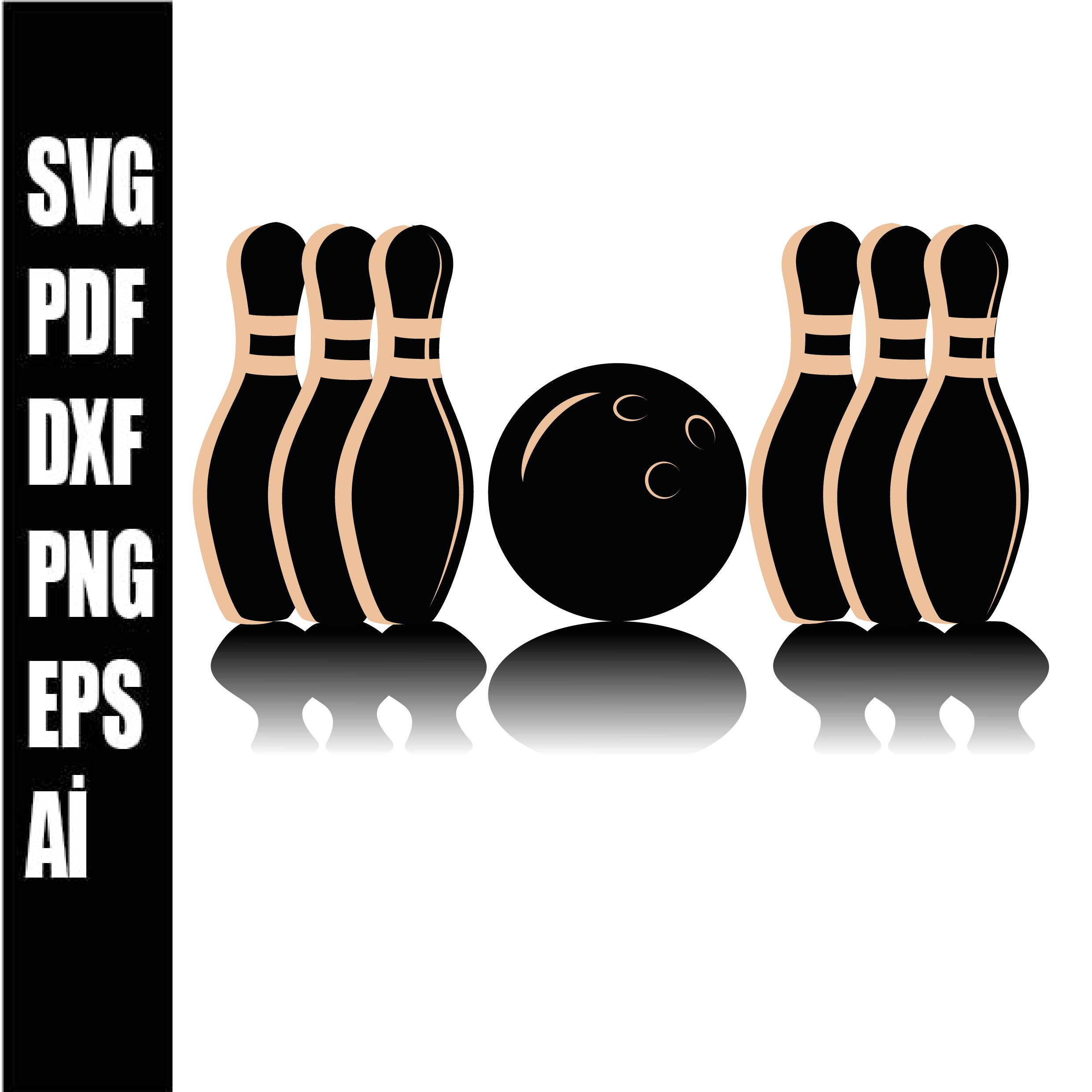 Bowling Pin Svg Cut File Black Bowling Split Monogram Svg Sport Clipart ...