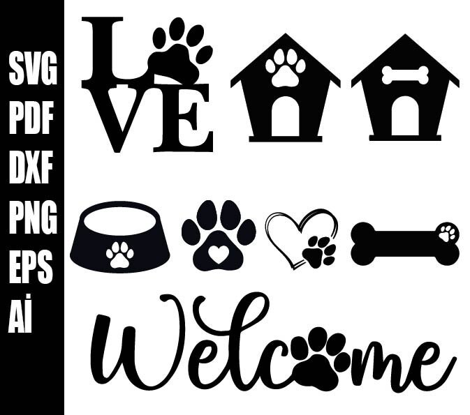 Welcome With Dog Paw SVG Dog Paw Print Bundle Svg,pet Paw Svg,dog Love ...