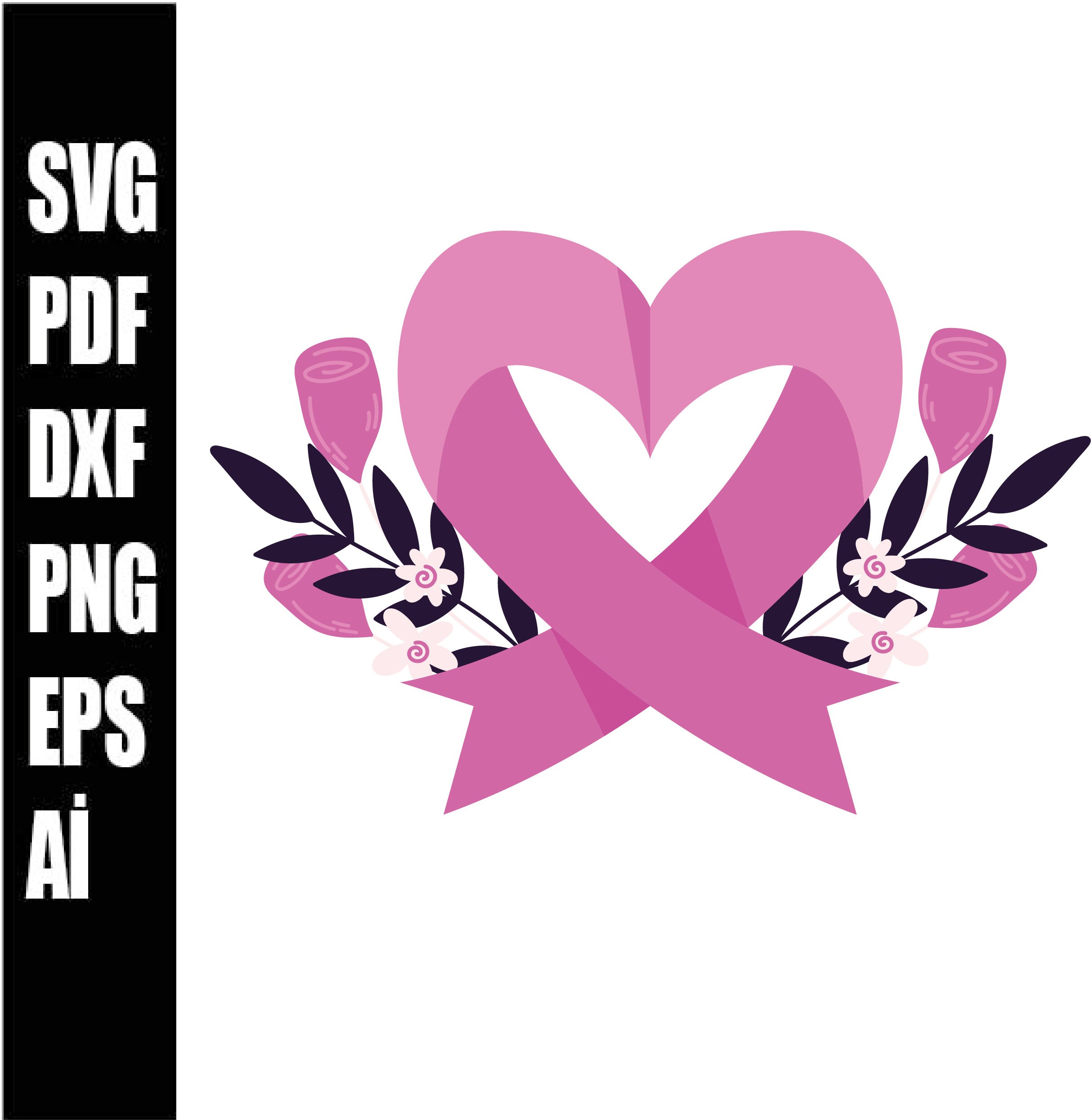 Breast Cancer Svg, Breast Cancer Awareness Heart Svg, Breast Cancer Svg ...
