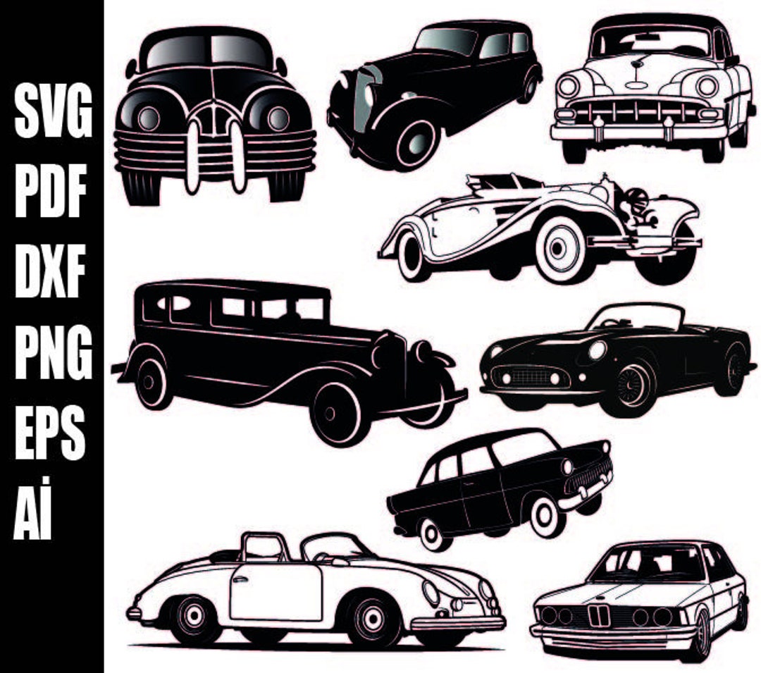 Vintage Car, Classic Car SVG Files for Cricut Silhouette Files, Easy ...