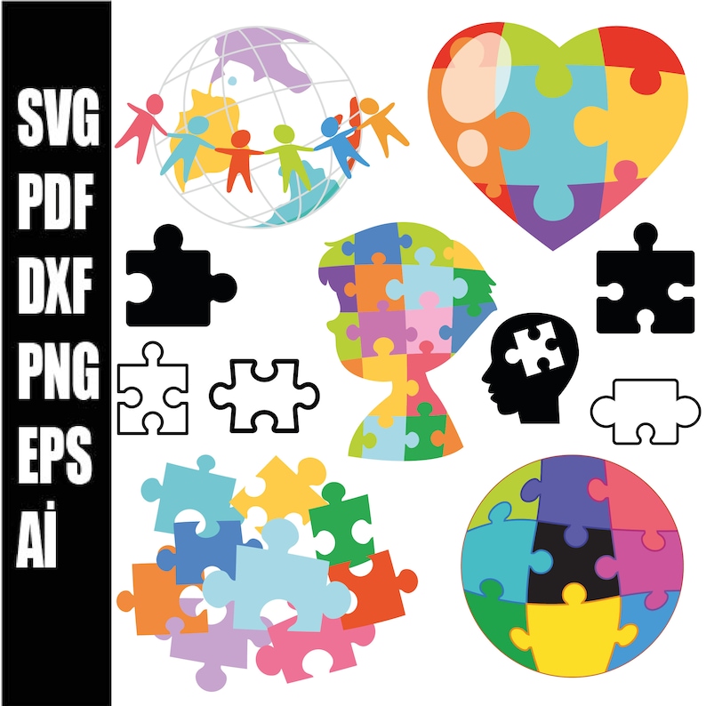 Puzzle Svg, Jigsaw Svg, Puzzle Pieces Bundle, Heart Puzzle, Heart ...