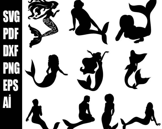 Mermaid Svg Bundle, Mermaid Clipart, Cute Mermaid Svg Cricut, Mermaid ...