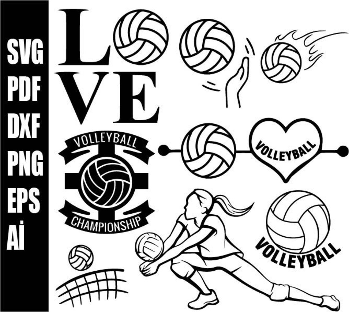 Volleyball Silhouette | Sport Silhouette | Volleyball Ball SVG ...