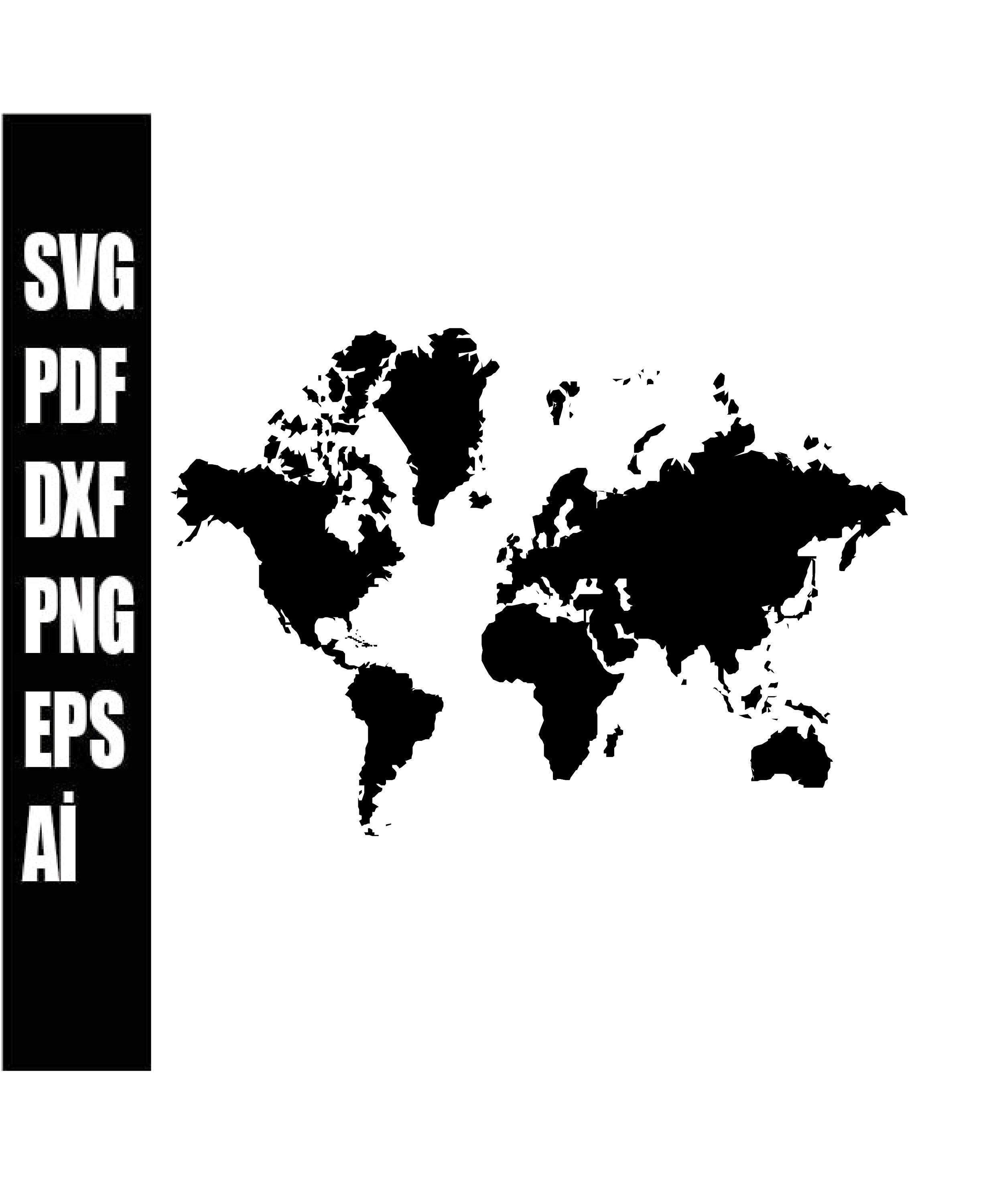 World Map Svg,world Map,svg Laser Cut Vector File,world Map Png,world ...