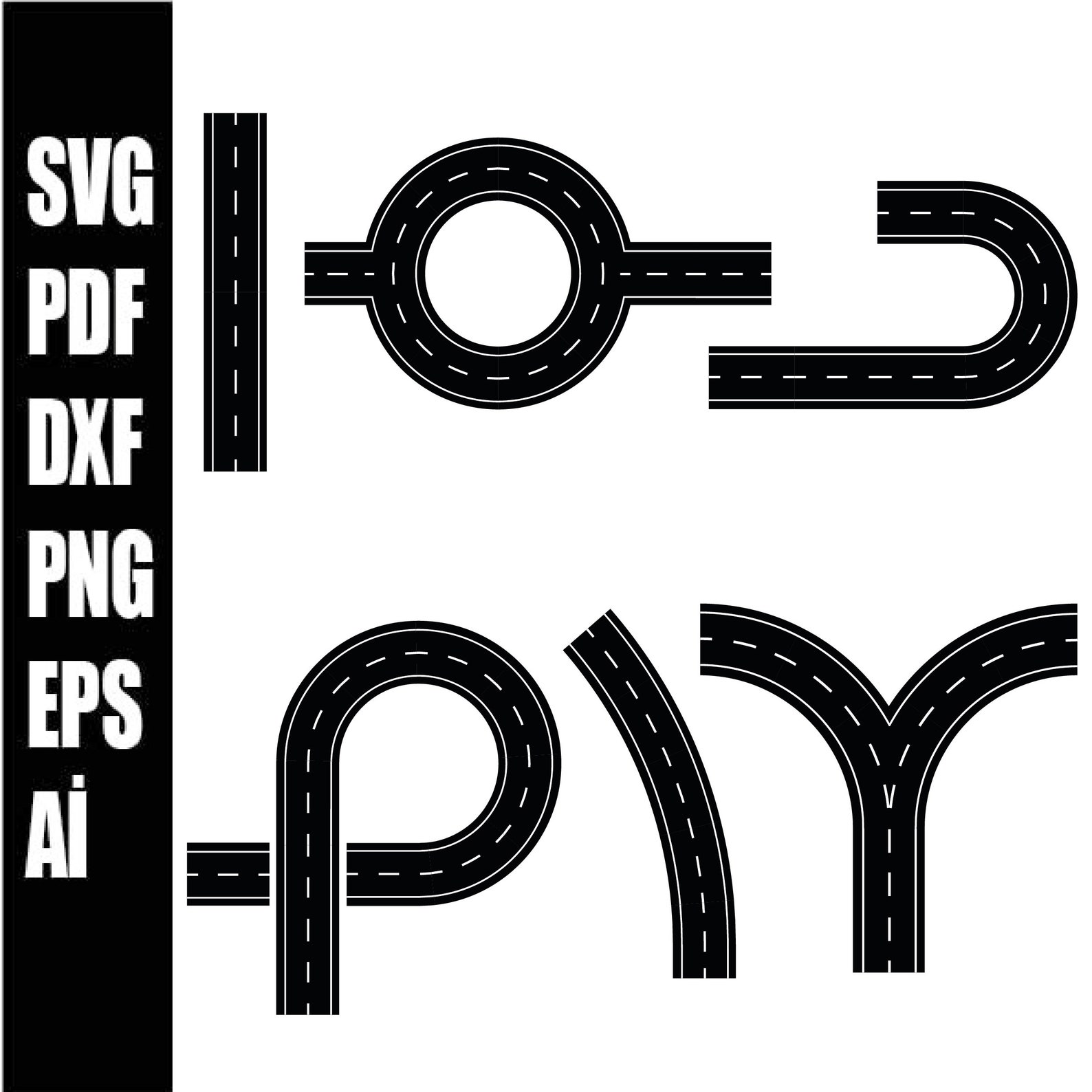 Road Svg Bundle, Road Dxf , Highway Svg, Bending Svg, Curved Asphalt ...