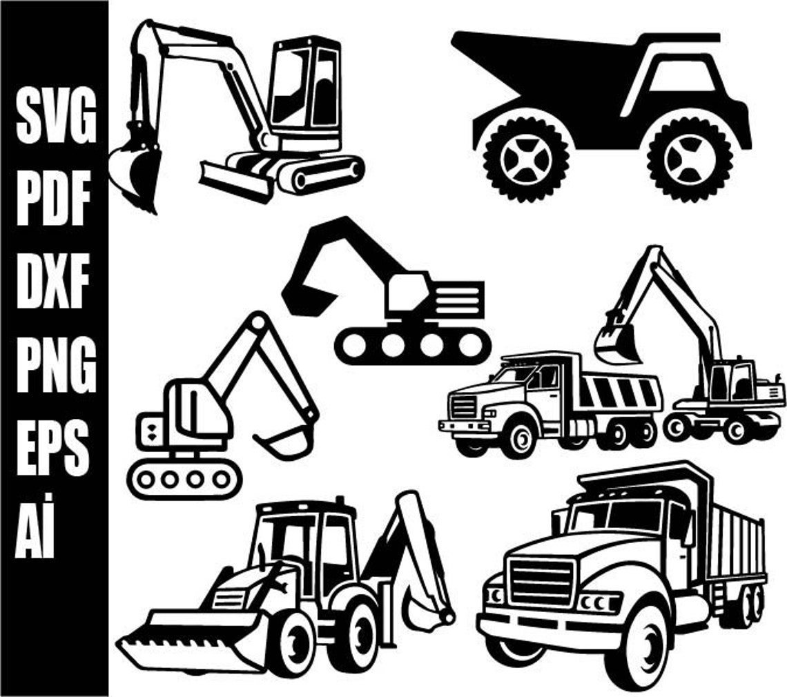Excavator Svg Tractor Excavator Svg Dump Truck Svg Digger Svg Clip Art ...