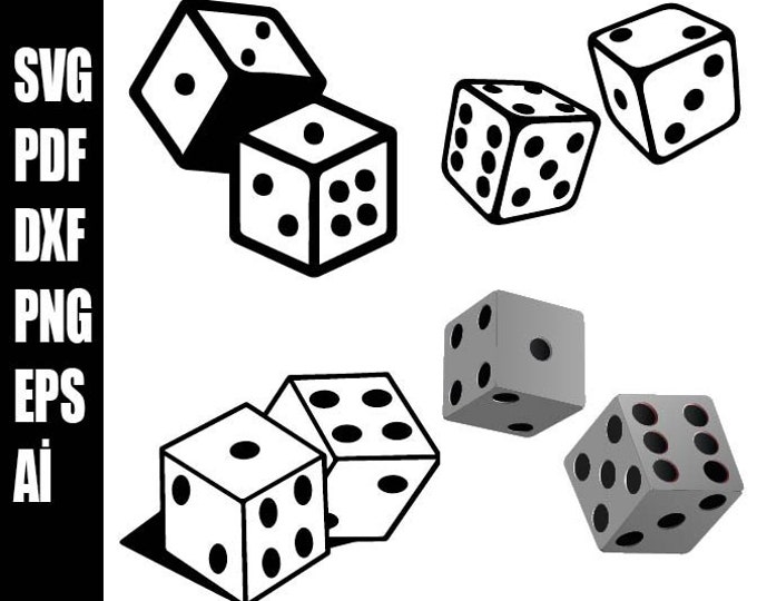 Dice Outline Clipart SVG, Game Pieces Vector Art, Gambling, Casino Cut ...