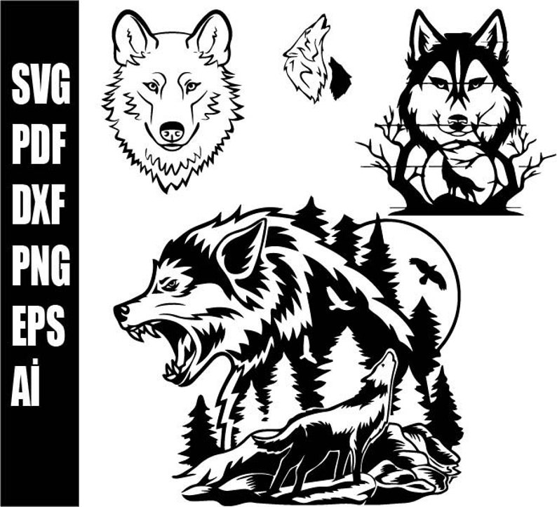 Wolves Svg , Howling Wolf Svg , Wolves Svg Silhouette , Wolf Art , Wolf ...