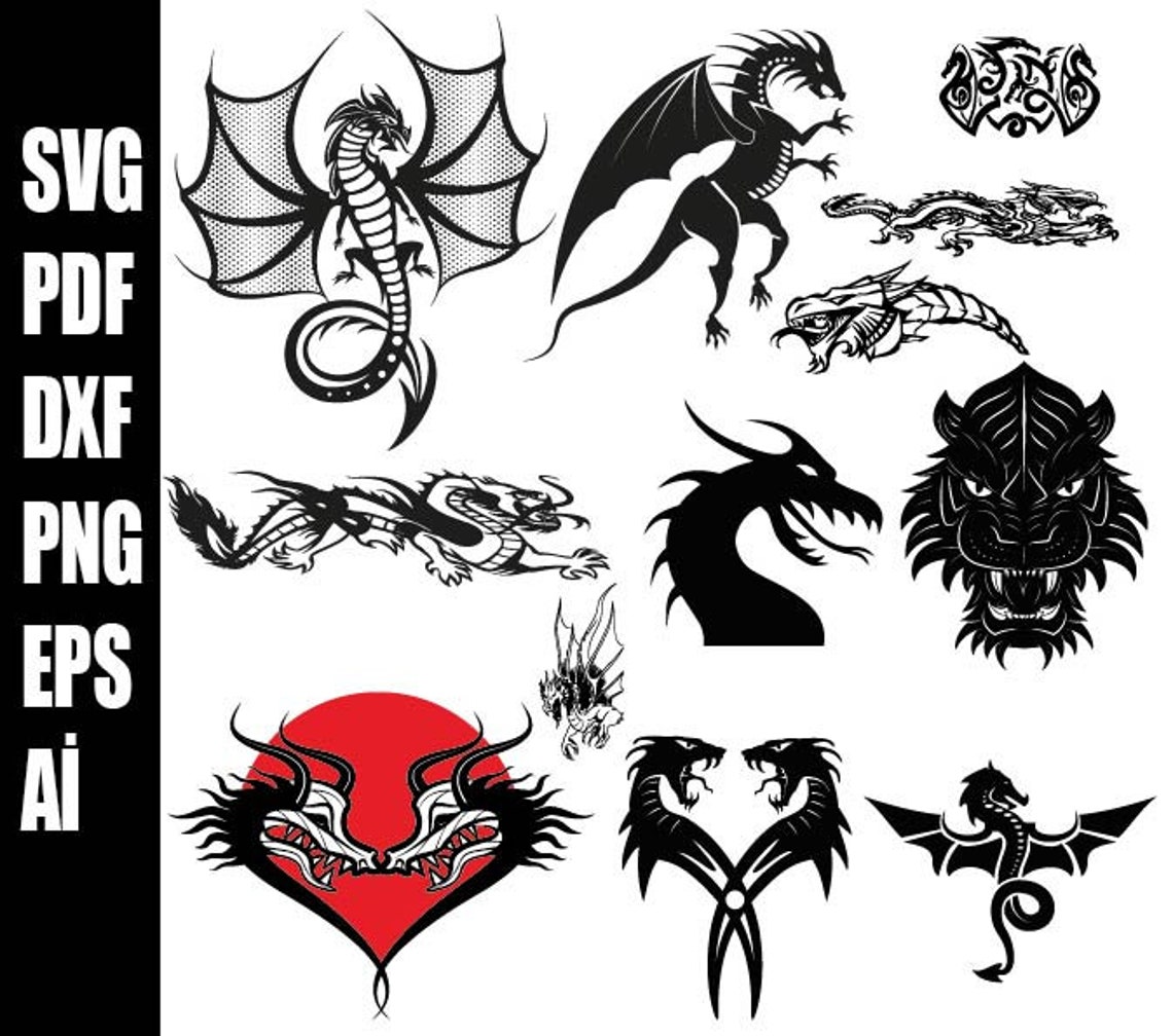 Dragon Svg Bundle, Dragon Cut File, Dragon Svg, Dragons Head, Dragon ...