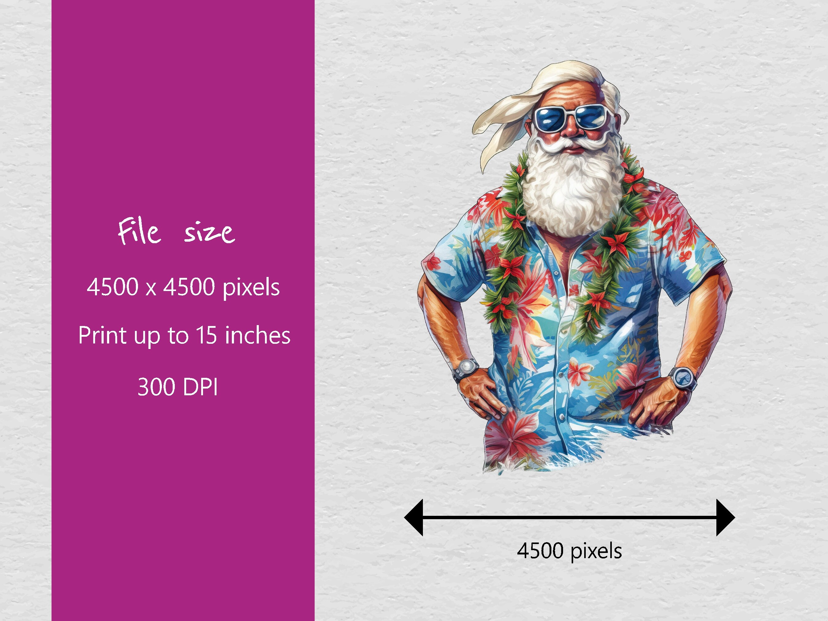 Santa on Vacation Watercolour Clip Art Set- 20 Designs - Transparent ...