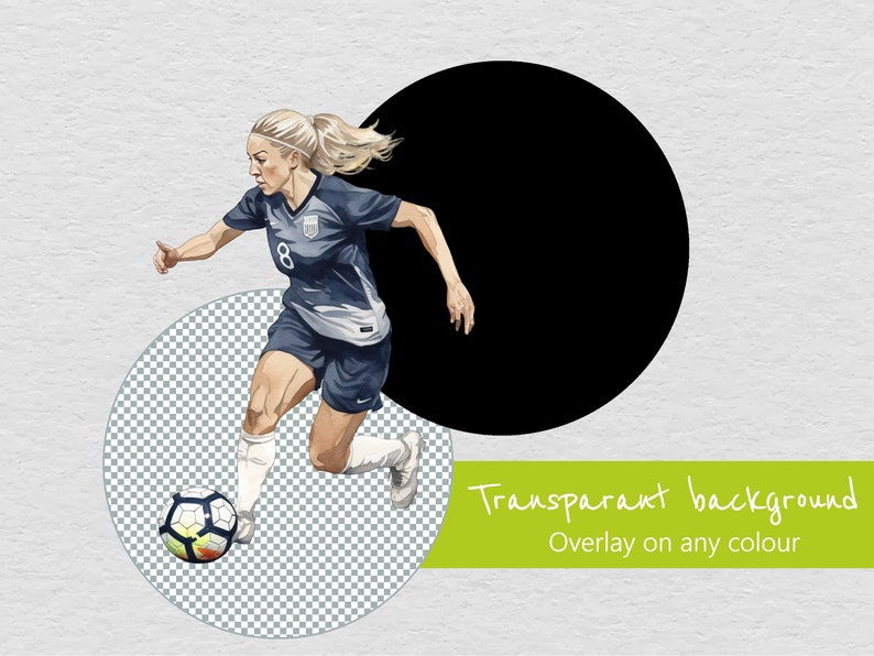 Female Footballers Watercolour Clip Art Set- 24 Designs - Transparent ...
