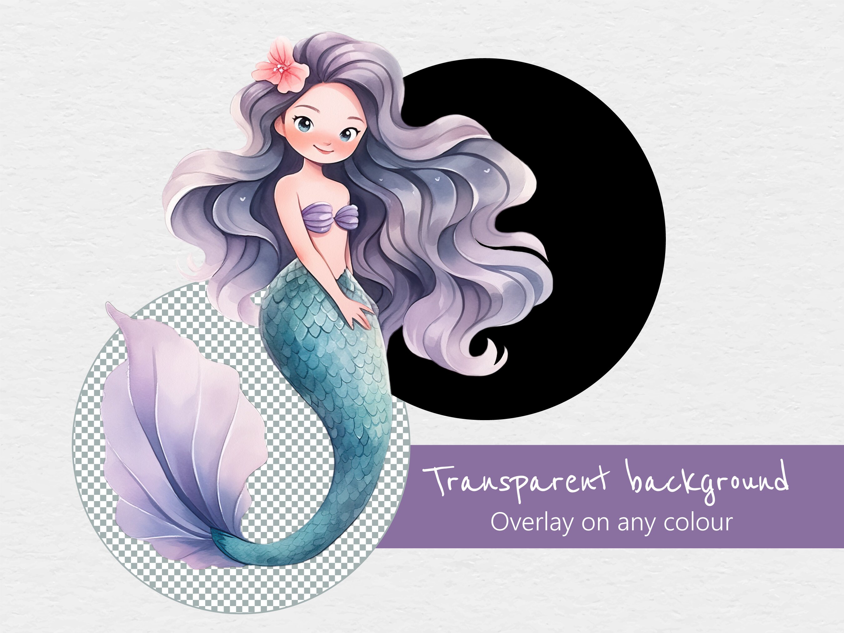 Mermaid Watercolour Clip Art - 21 Designs - Transparent PNG ...