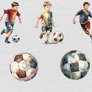 Male Footballers Watercolour Clip Art Set- 16 Designs - Transparent PNG ...