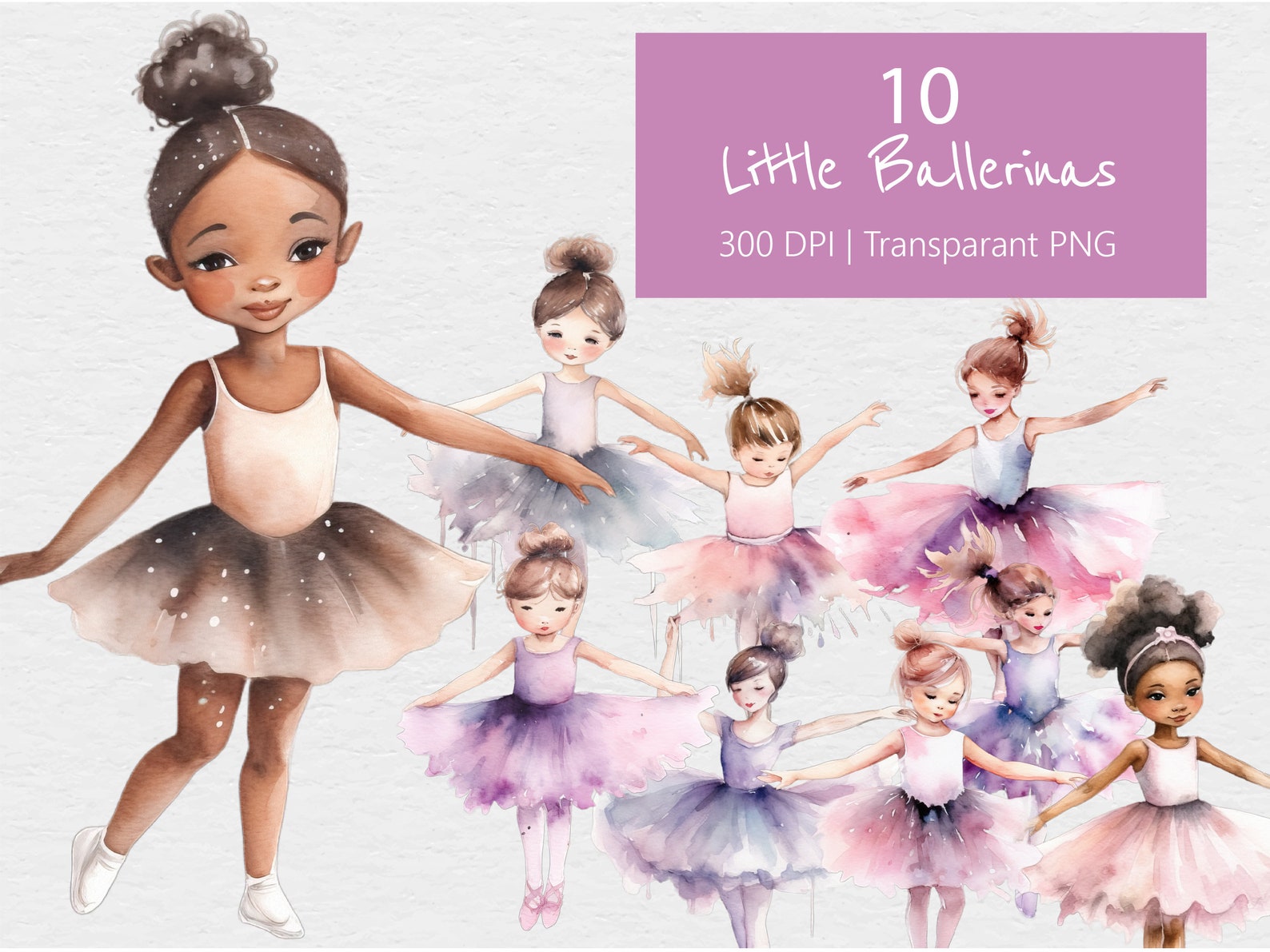 Little Ballerinas Clip Art - Set of 10 Designs - Transparent Pngs ...