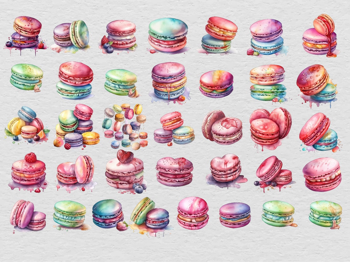 Sweet Treats Watercolour Mega Clip Art Set 215 Designs Transparent PNG ...