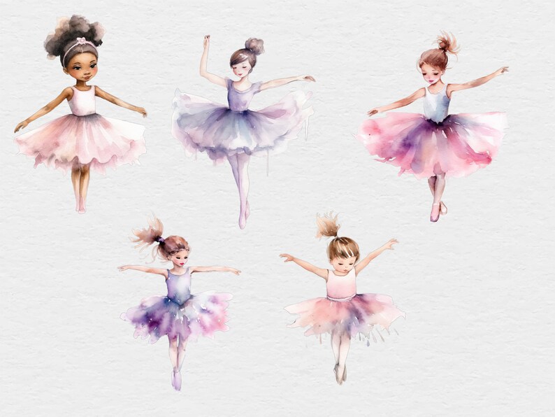 Little Ballerinas Clip Art Set of 10 Designs Transparent Pngs Instant ...