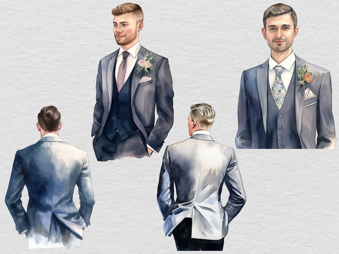 Grooms Clipart Set Wedding Set of 8 Designs Transparent Pngs Instant ...