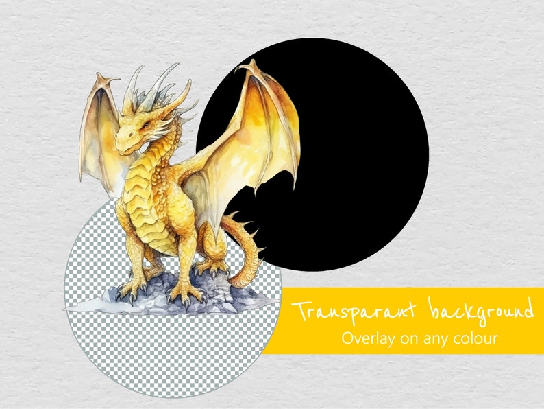 Yellow Dragons Watercolour Clip Art Set 32 Designs Transparent PNG ...