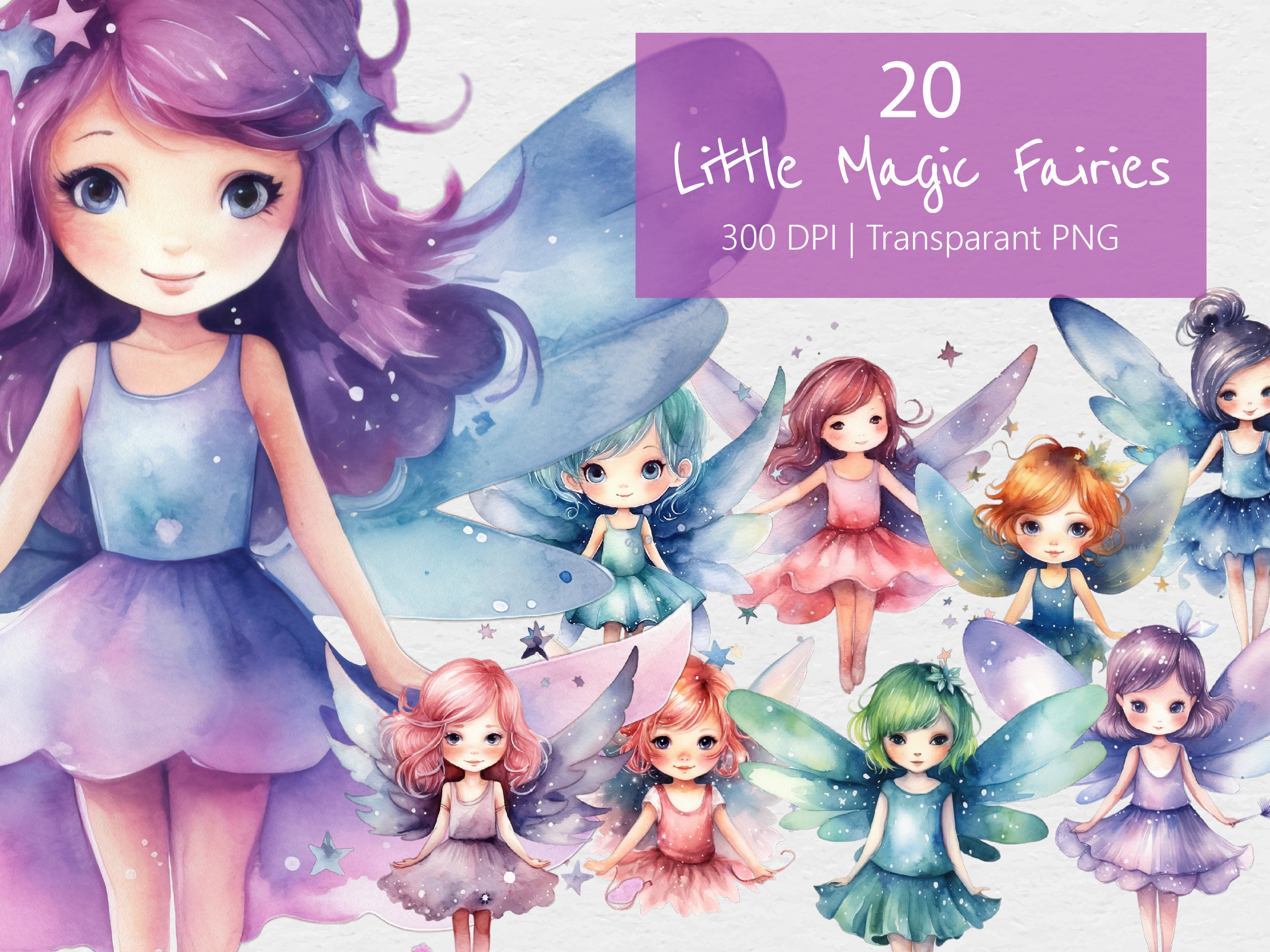 Magical Fairies Clip Art Set of 20 Designs Transparent Pngs Instant ...
